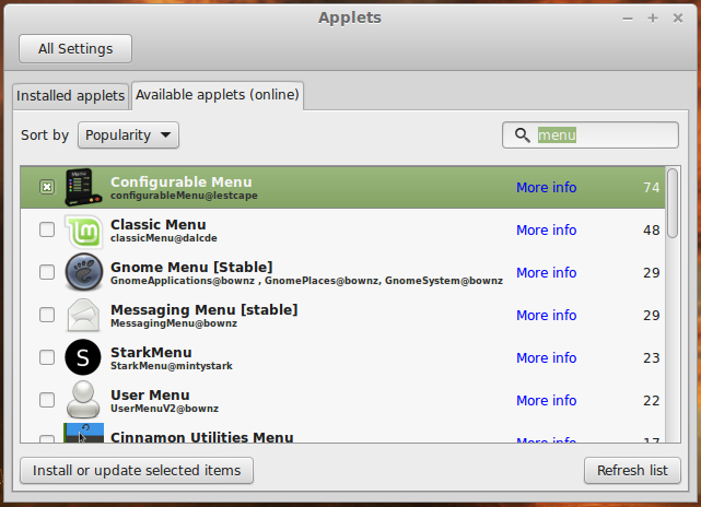 Configurable Menu: Install the best menu for Linux Mint 17/17.1 ...