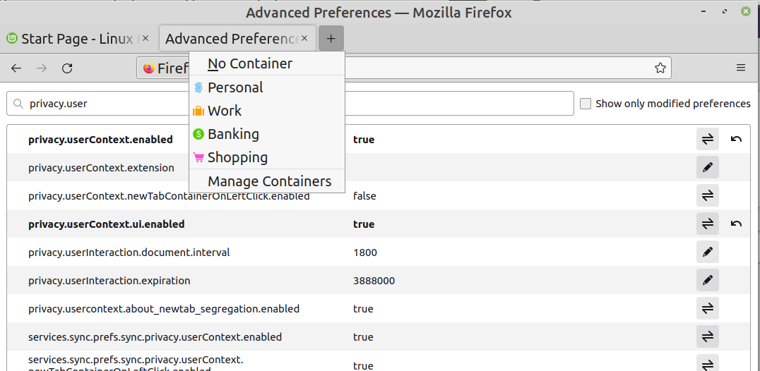 See, Multi-Account Containers extension is not needed to use Containers in Firefox | LinuxBSDos.com